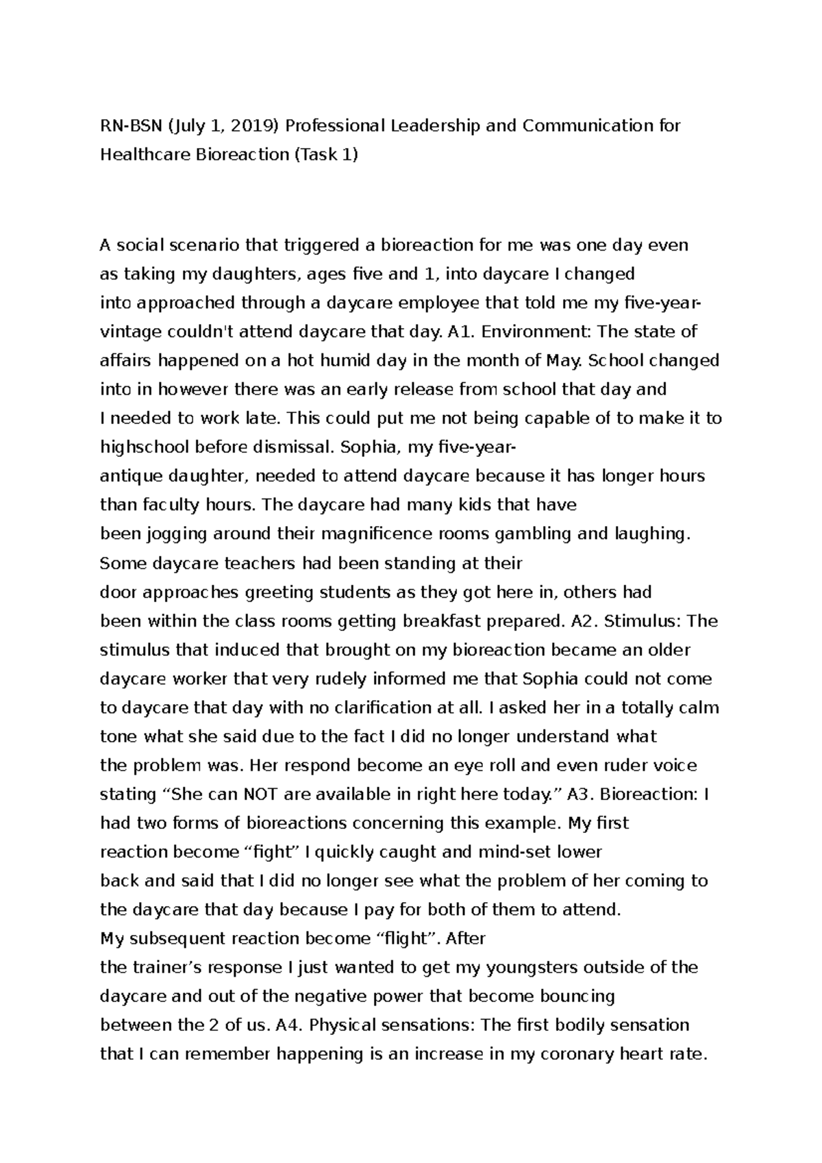 Professional Leadership and Communication for Healthcare Bioreaction ...