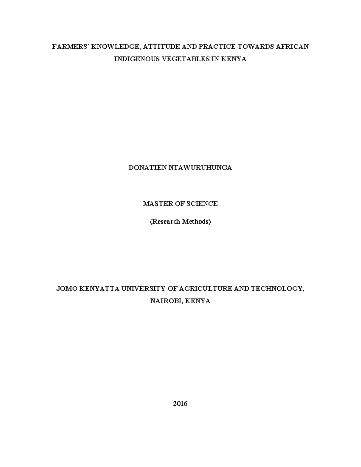 Research Thesis MSc- Donatien 13 - ! FARMERS’ KNOWLEDGE, ATTITUDE AND ...