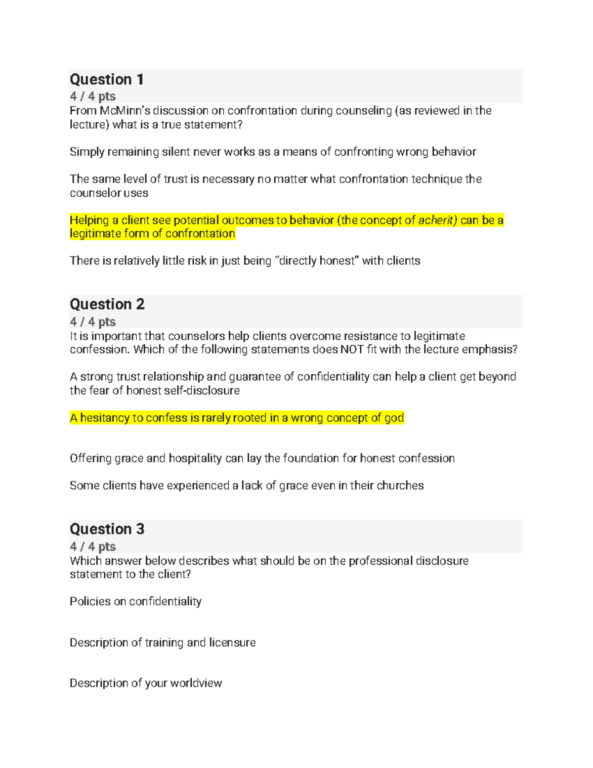 Quiz- Confrontation, Redemption, Professional Identity and Ethics ...
