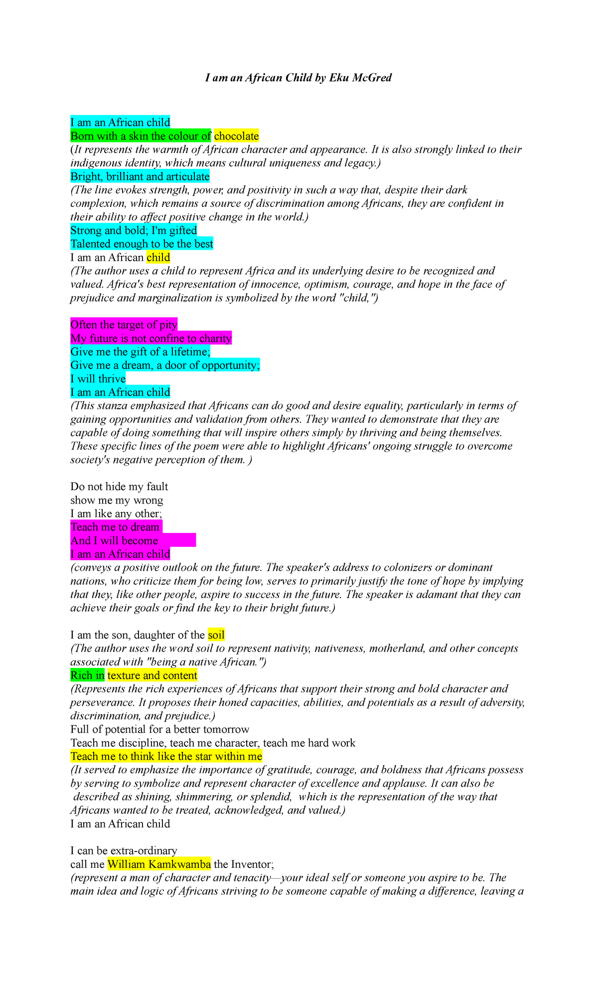 Annotations I am an African Child - I am an African Child by Eku McGred ...