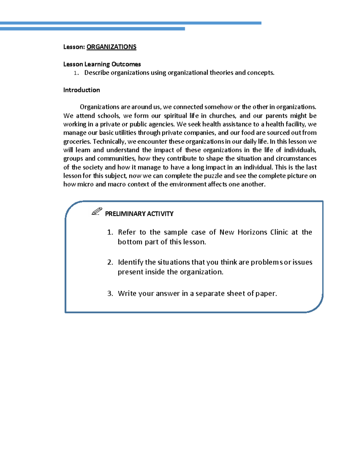 Organizations - Social work with administration - Lesson: ORGANIZATIONS ...