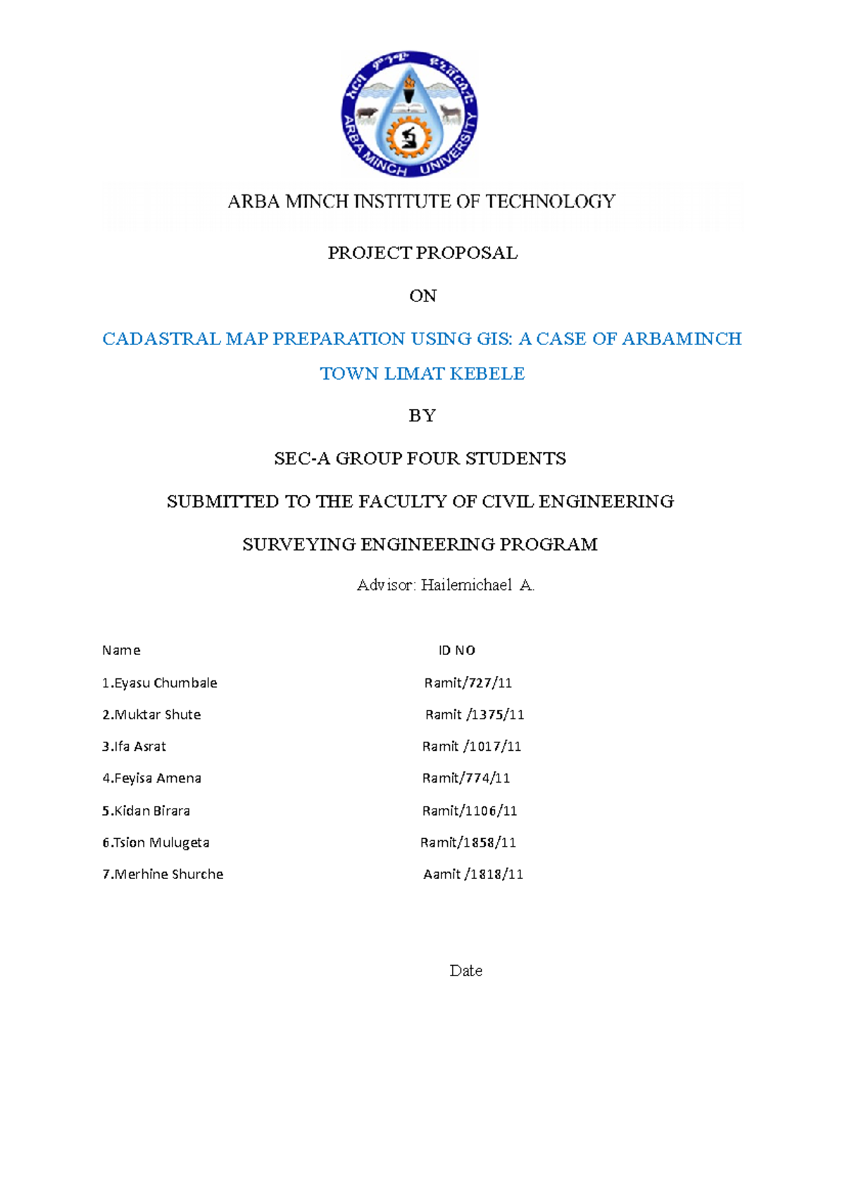 Group FOUR 2nd time - on cadasral map - PROJECT PROPOSAL ON CADASTRAL ...