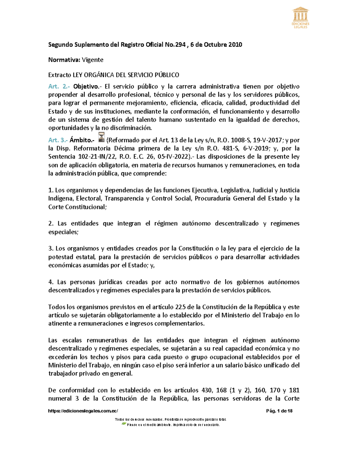 LEY ORGÃ NICA DEL Servicio PÃ Blico 202311272208162605 ...