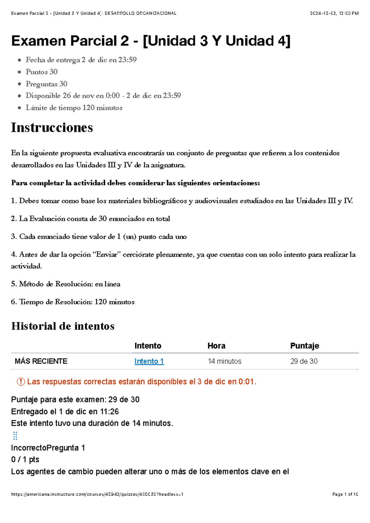 Examen Parcial 2 - [Unidad 3 Y Unidad 4] Desarrollo Organizacional - Examen Parcial 2 - [Unidad ...