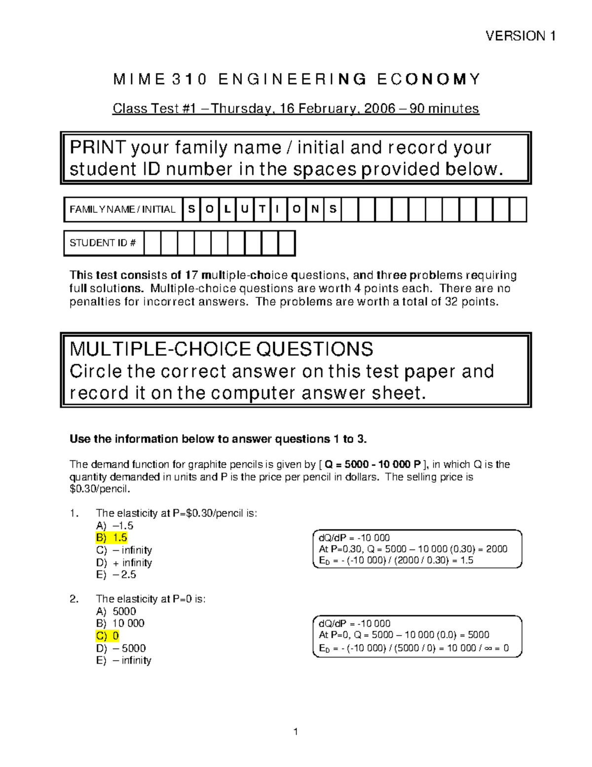 Midterm 1 1 January 14-02-25, questions and answers - VERSION 1 MIME ...