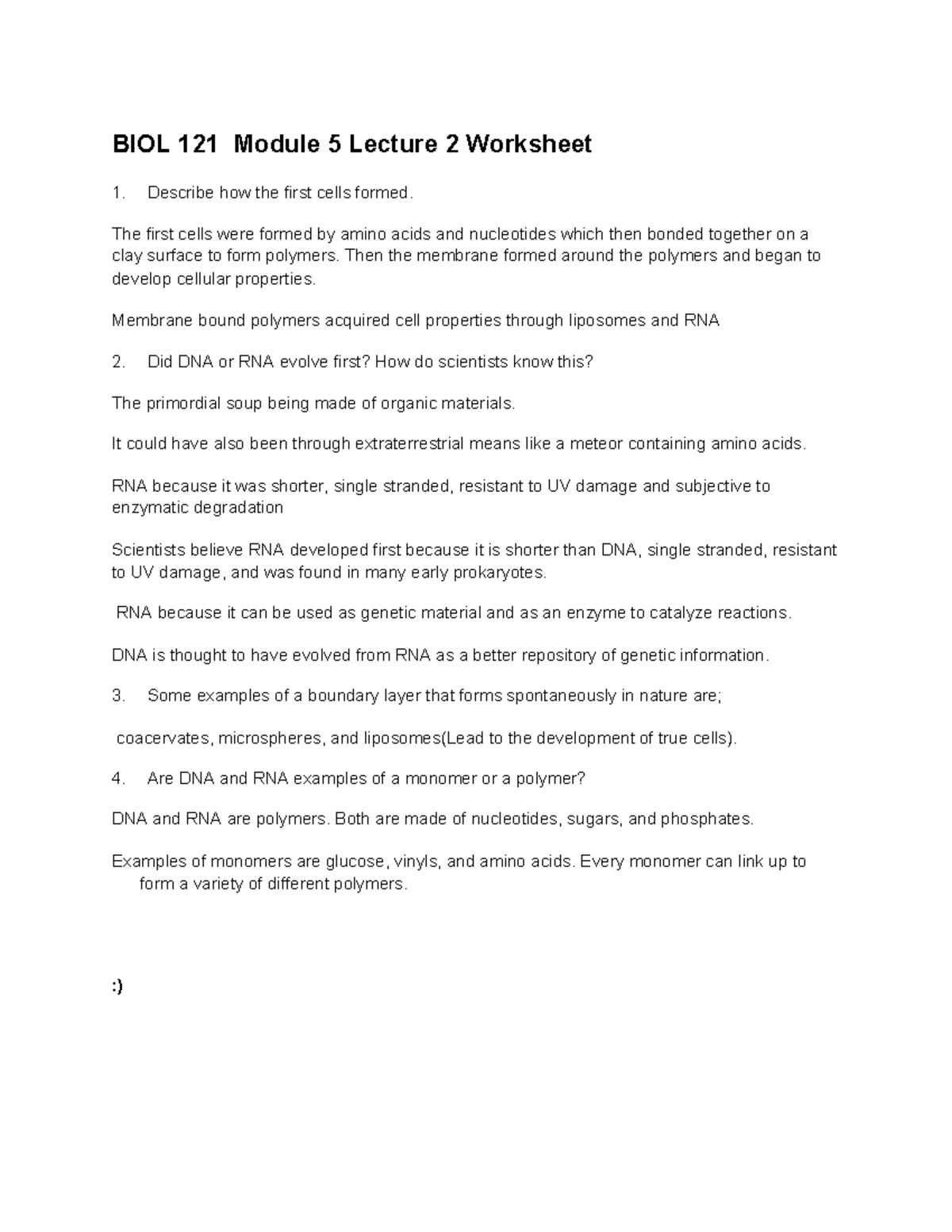 BIOL 121 Module 5 Lecture 2 Worksheet - BIOL 121 Module 5 Lecture 2 ...