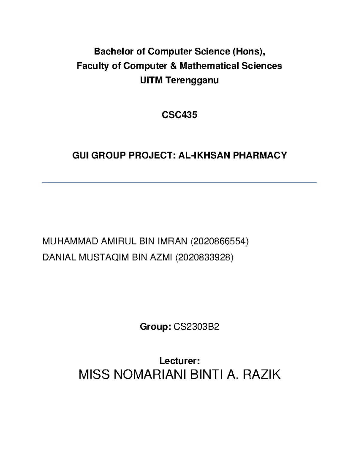 Csc550 Proposal Report interface gui - Bachelor of Computer Science ...