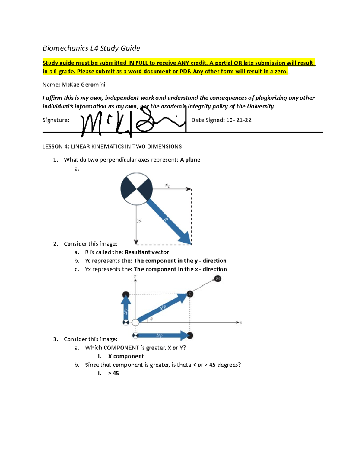Biomechanics L4 Study Guide - Biomechanics L4 Study Guide Study guide ...