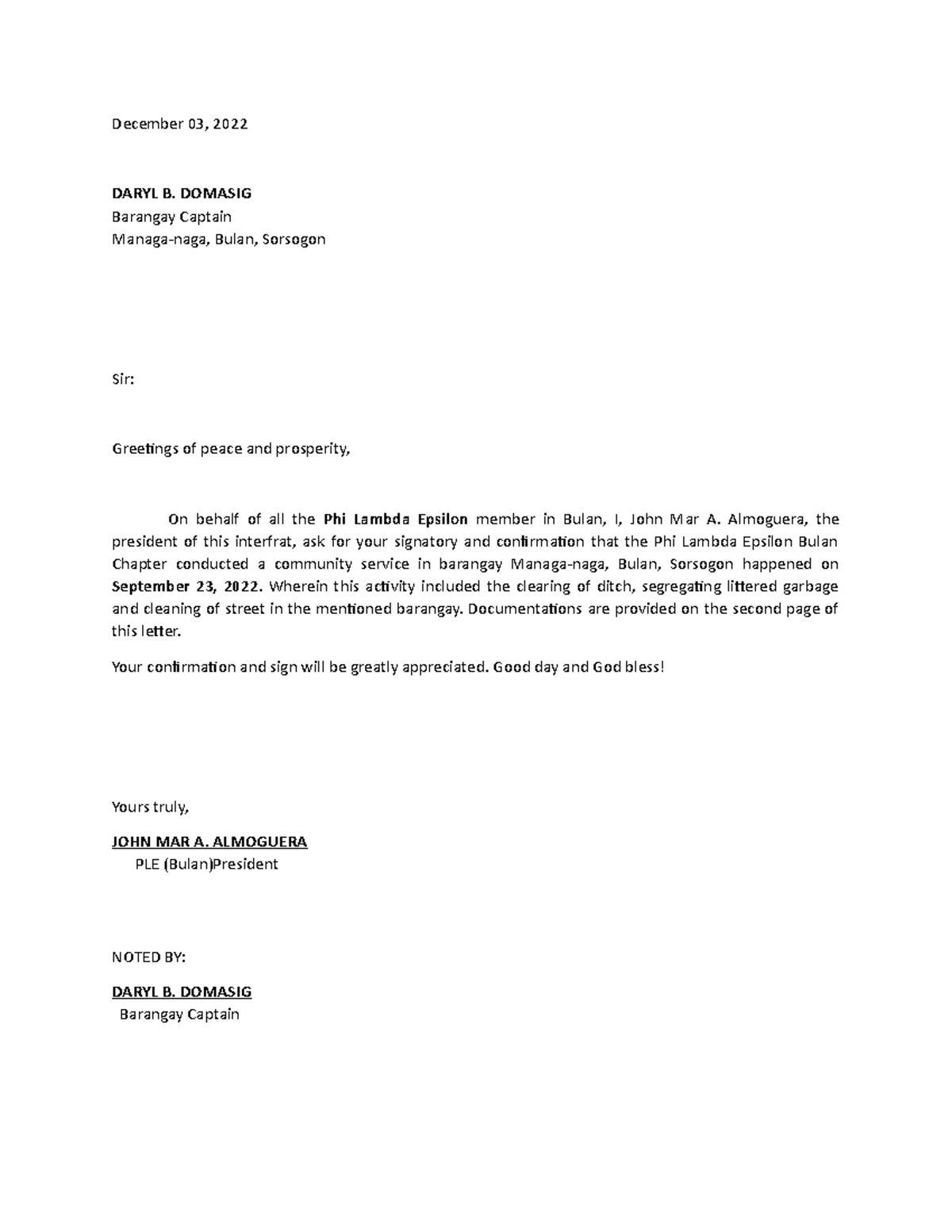 PLE Letter (Auto Recovered) - December 03, 2022 DARYL B. DOMASIG ...