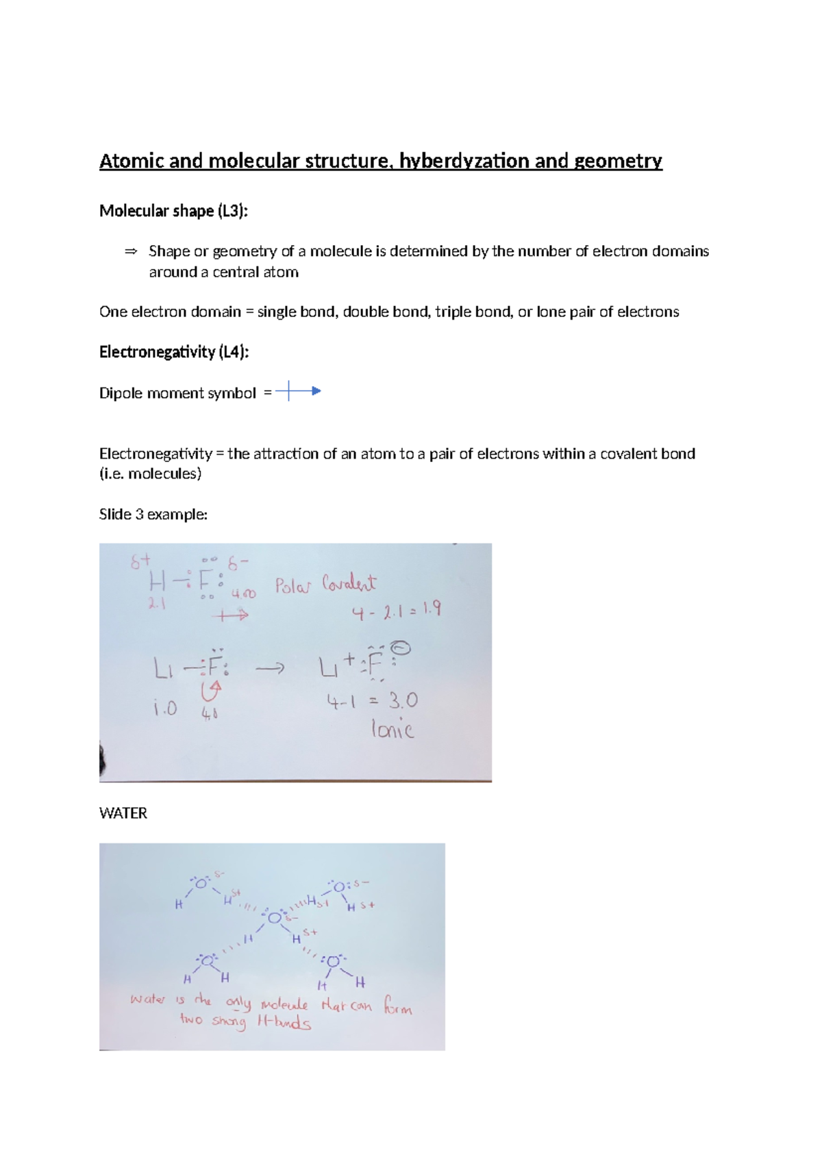 Atomic and molecular structures notes - Atomic and molecular structure ...