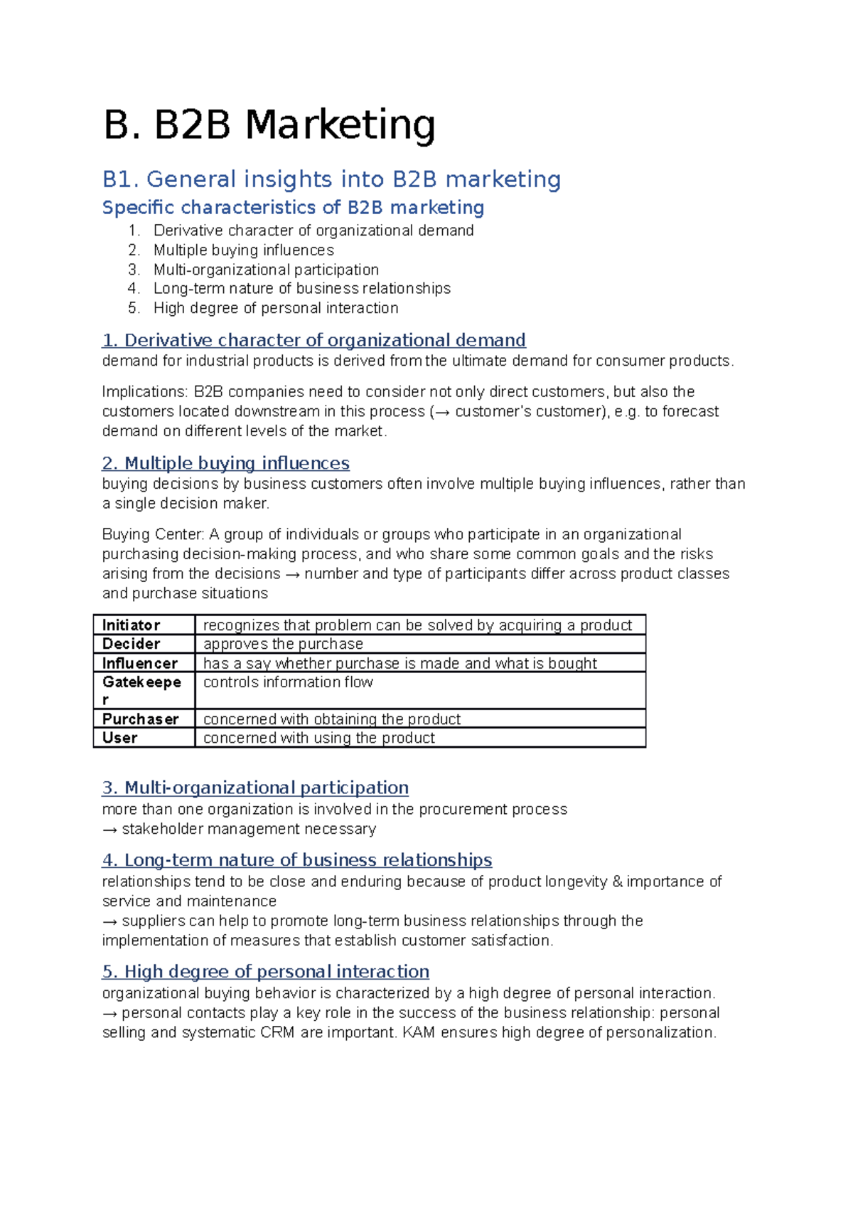 ZFS Module B - B. B2B Marketing B1. General insights into B2B marketing ...