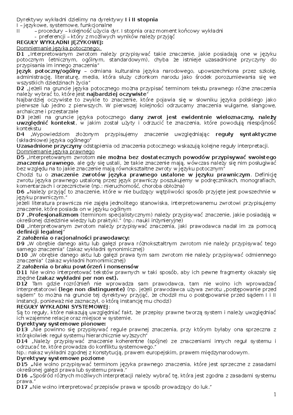 Dyrektywy wykładni - dddddddddd - Dyrektywy wykładni dzielimy na ...