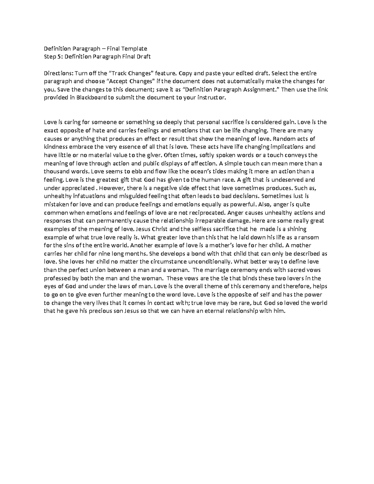 Definition Paragraph Final Week 3 - Definition Paragraph – Final ...