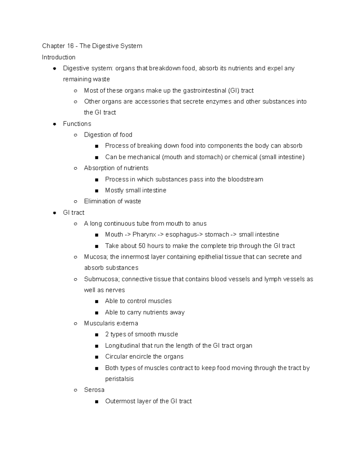 The Digestive System - These are my notes. My notes are based of off my ...