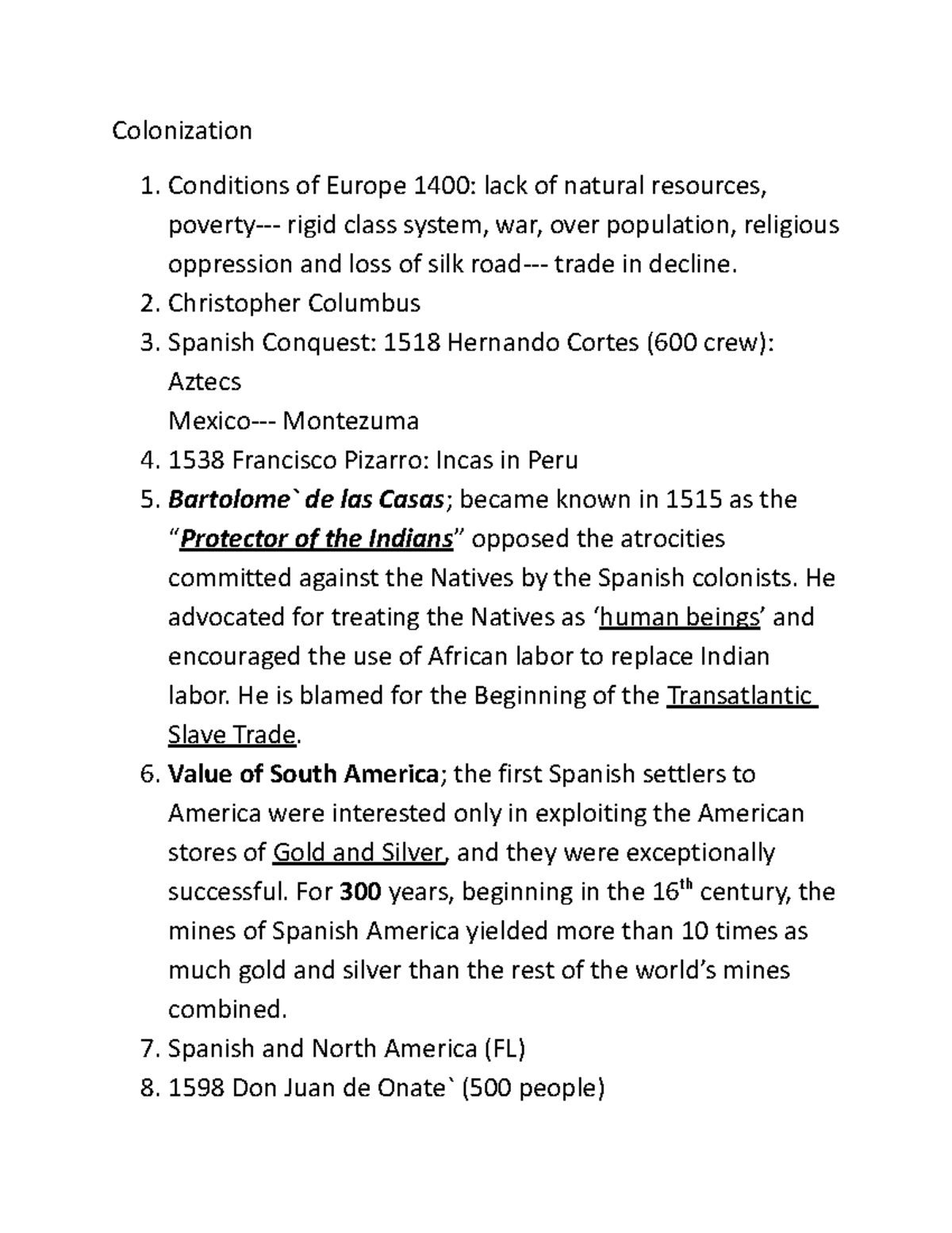 Colonization - lecture notes - Colonization 1. Conditions of Europe ...