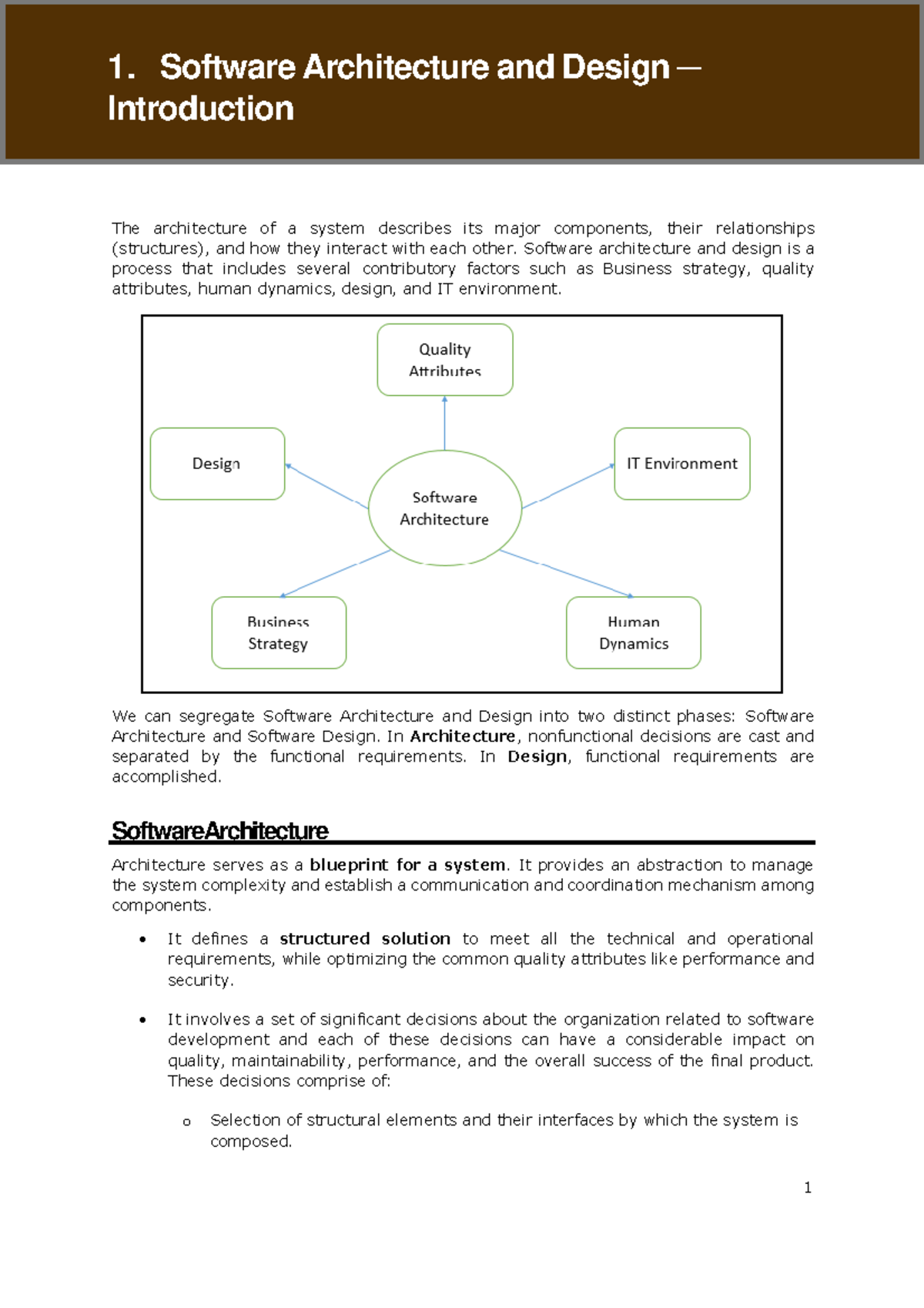 Software Design Architecture - The architecture of a system describes ...