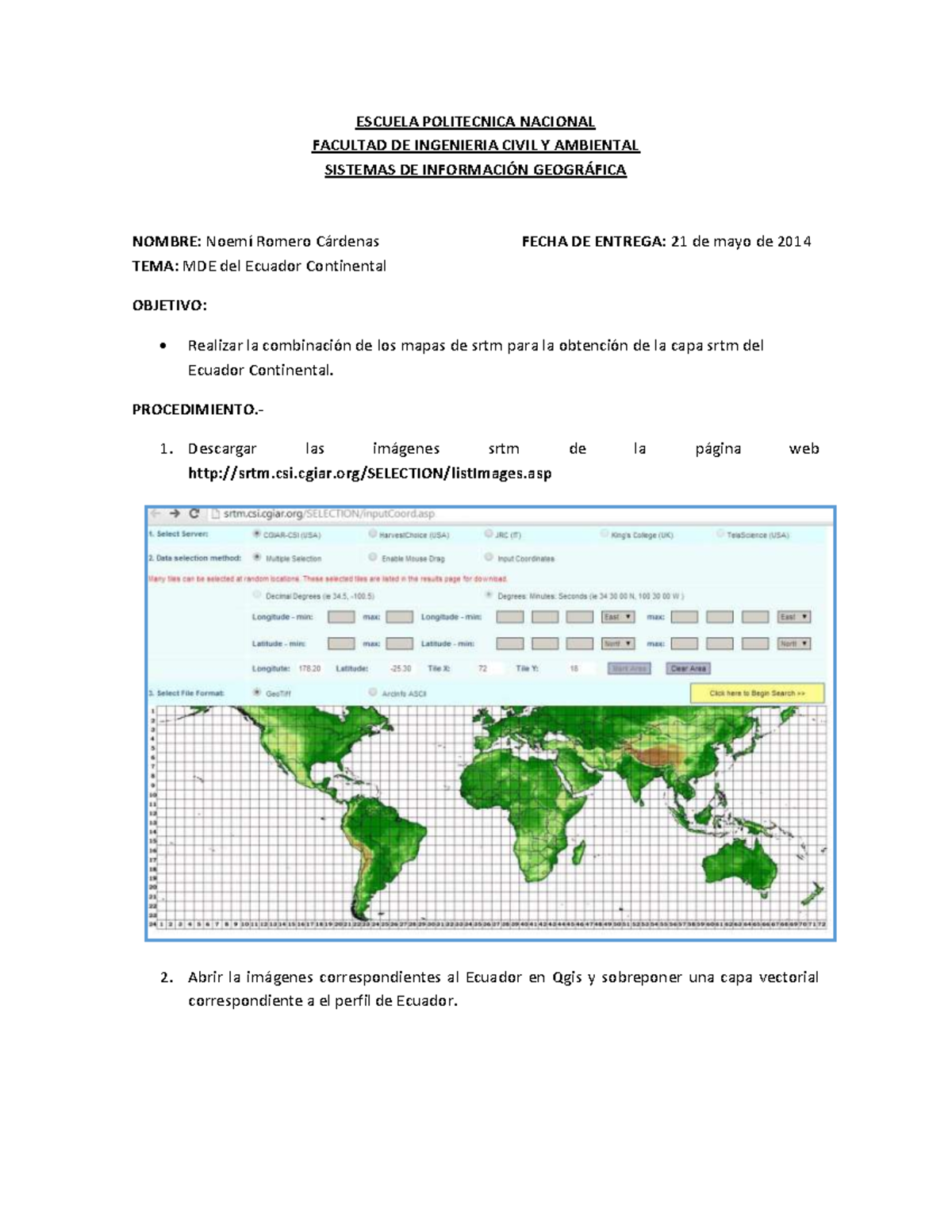 Combinacion DE Mapas SRTM - ESCUELA POLITECNICA NACIONAL FACULTAD DE ...