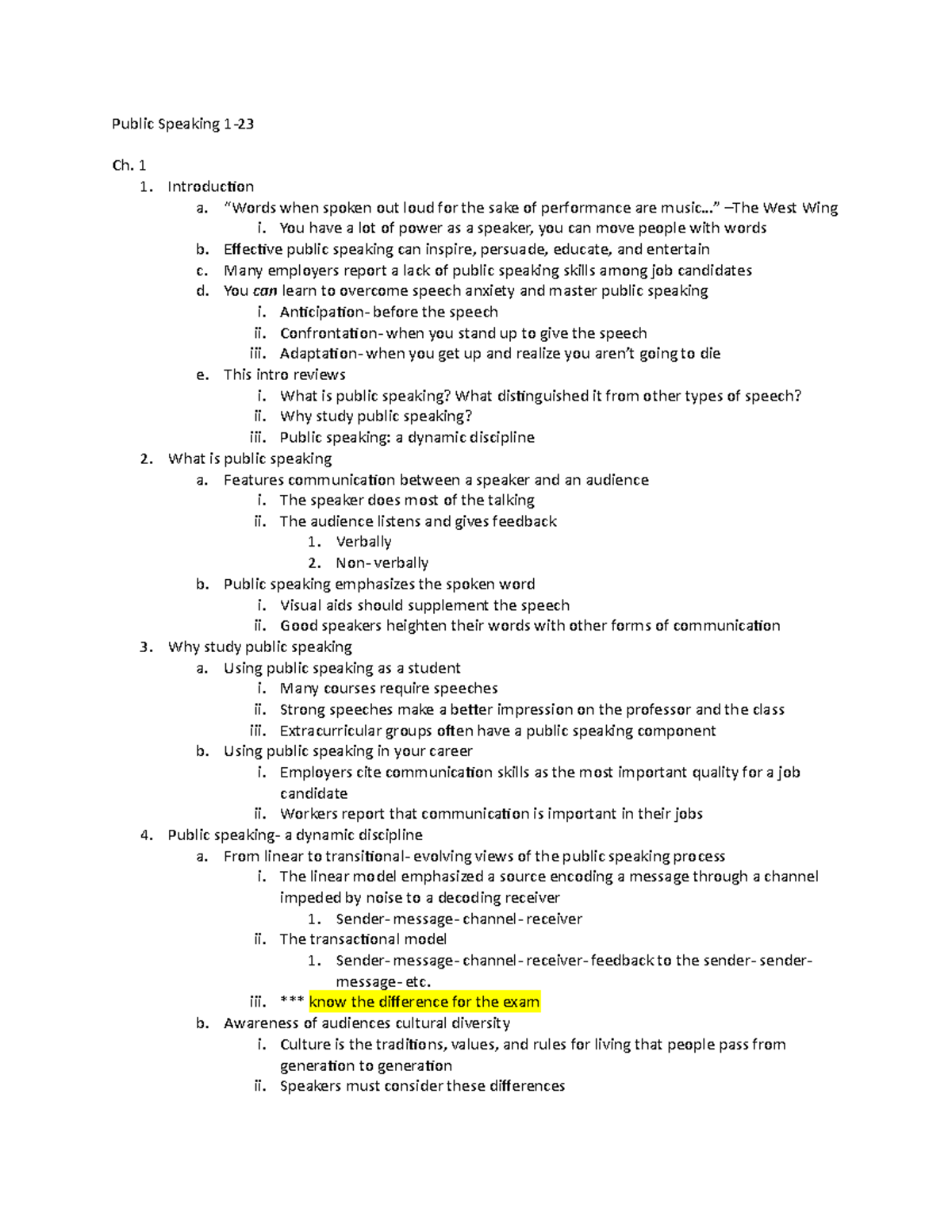 Public Speaking 1-23 - 1 1. Introduction a. “Words when spoken out loud ...
