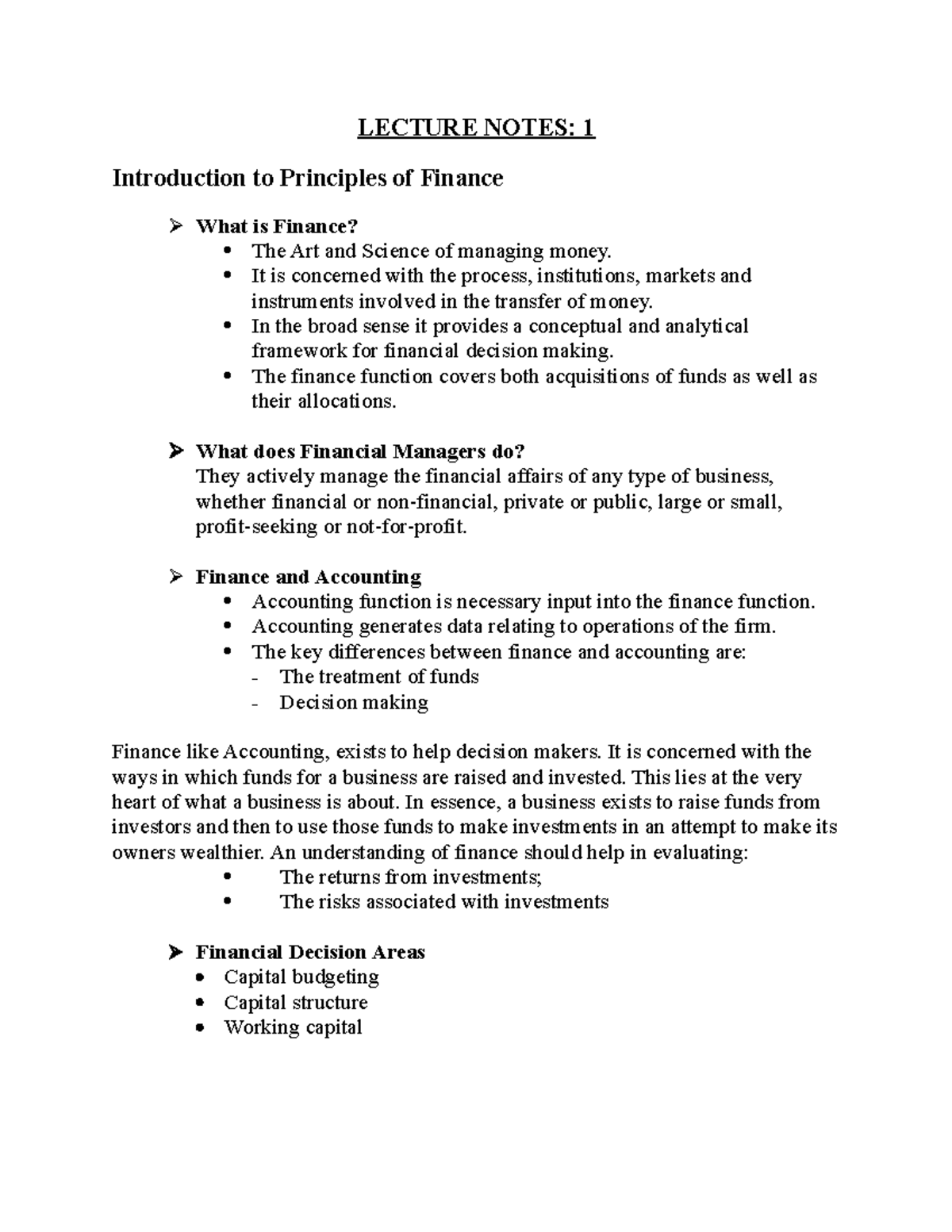 Lecture Notes 1 - LECTURE NOTES: 1 Introduction to Principles of ...