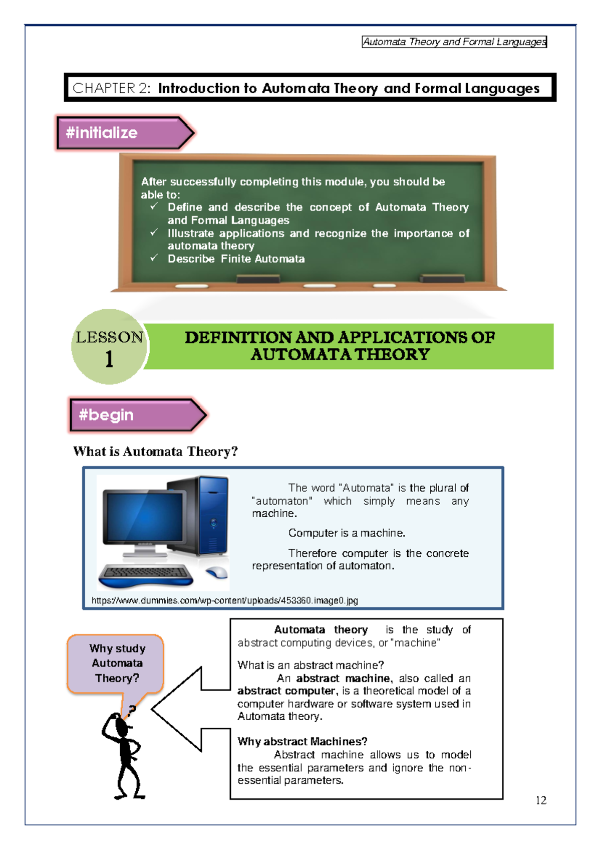 Chapter 2- Introduction to Automata Theory for student - DEFINITION AND ...