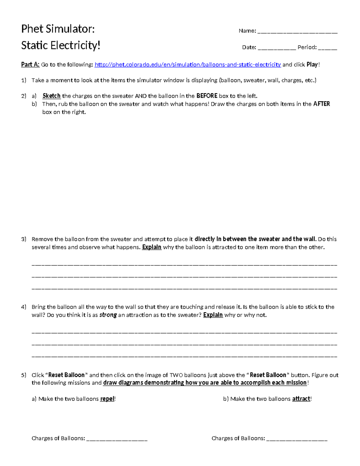 Copy of Electricity Lab Phet - Phet Simulator: Name ...