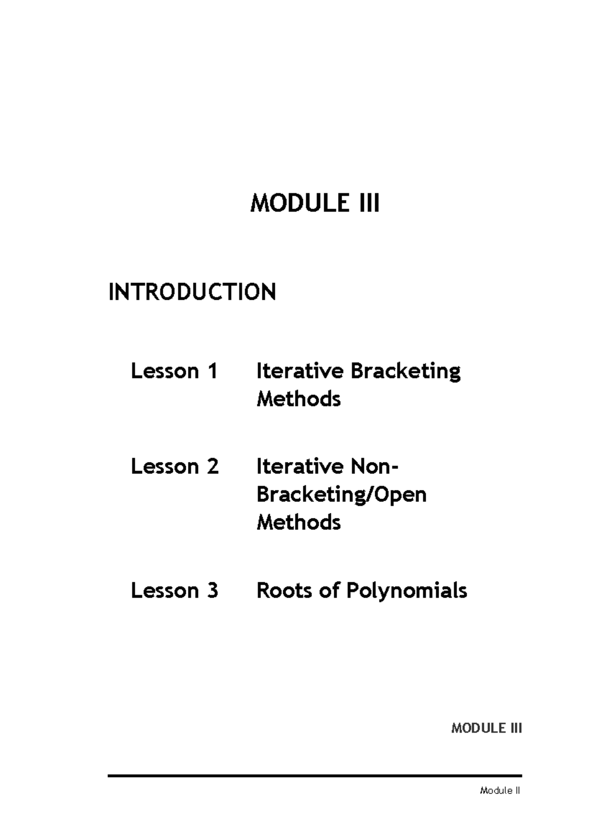 MEFC-Module-III - modular - MODULE III INTRODUCTION ####### Lesson 1 Iterative Bracketing ...