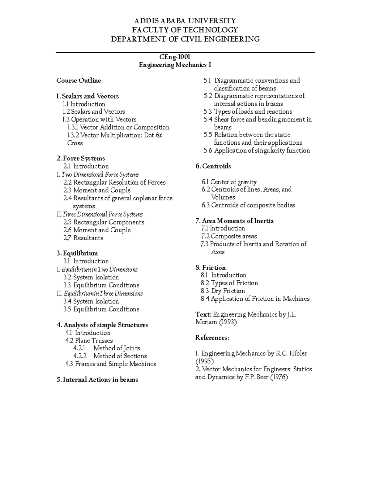 Mechanics I - lecture notes - Abraham Assefa - ADDIS ABABA UNIVERSITY ...