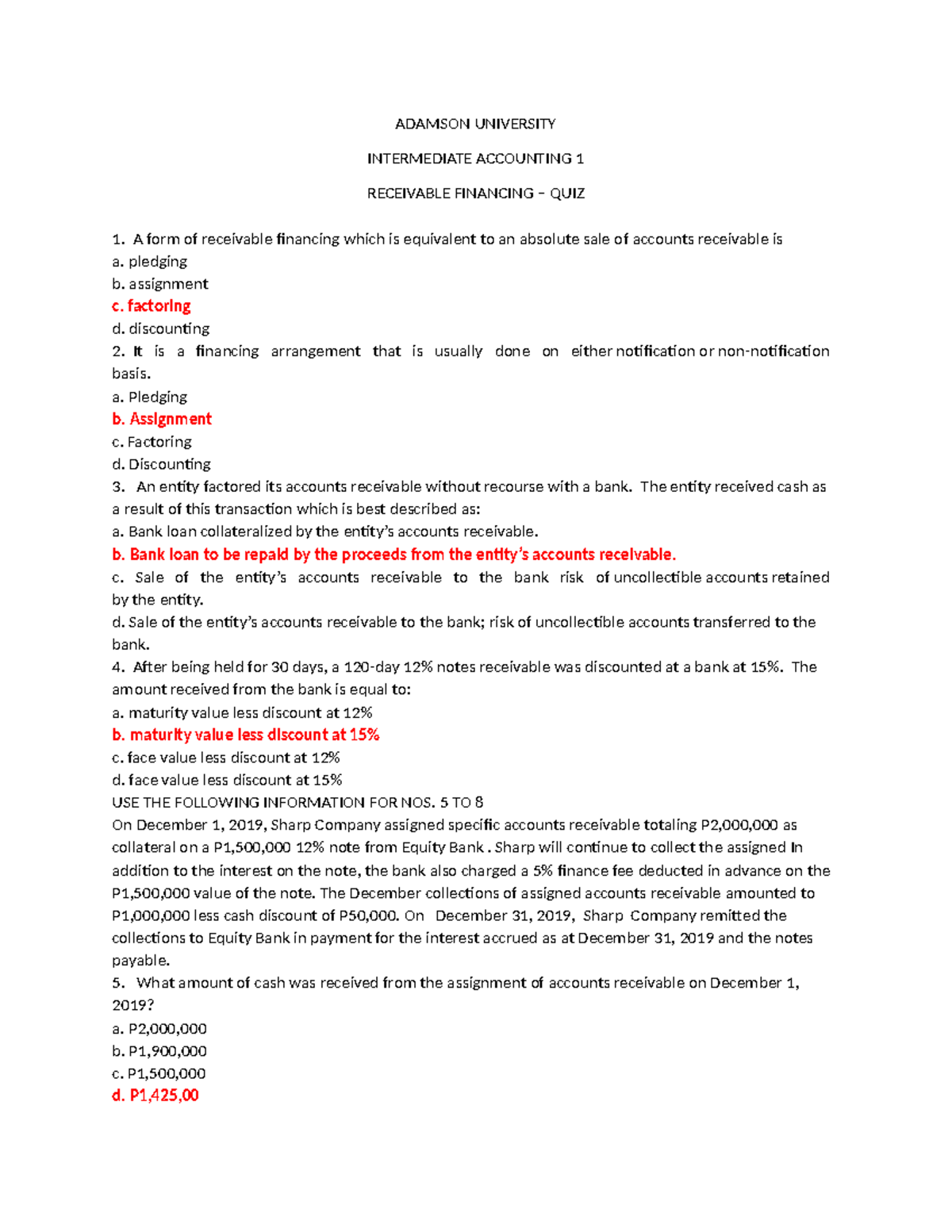 Adamson University - goodluck!! - ADAMSON UNIVERSITY INTERMEDIATE ...