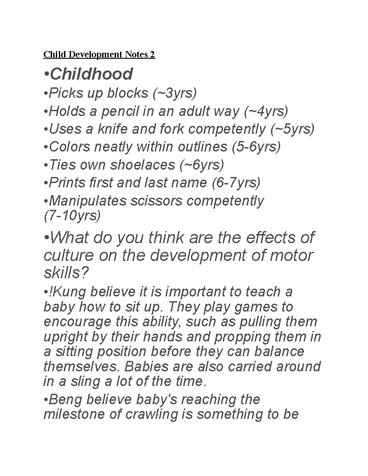 Child Development Notes 2 - They play games to encourage this ability ...