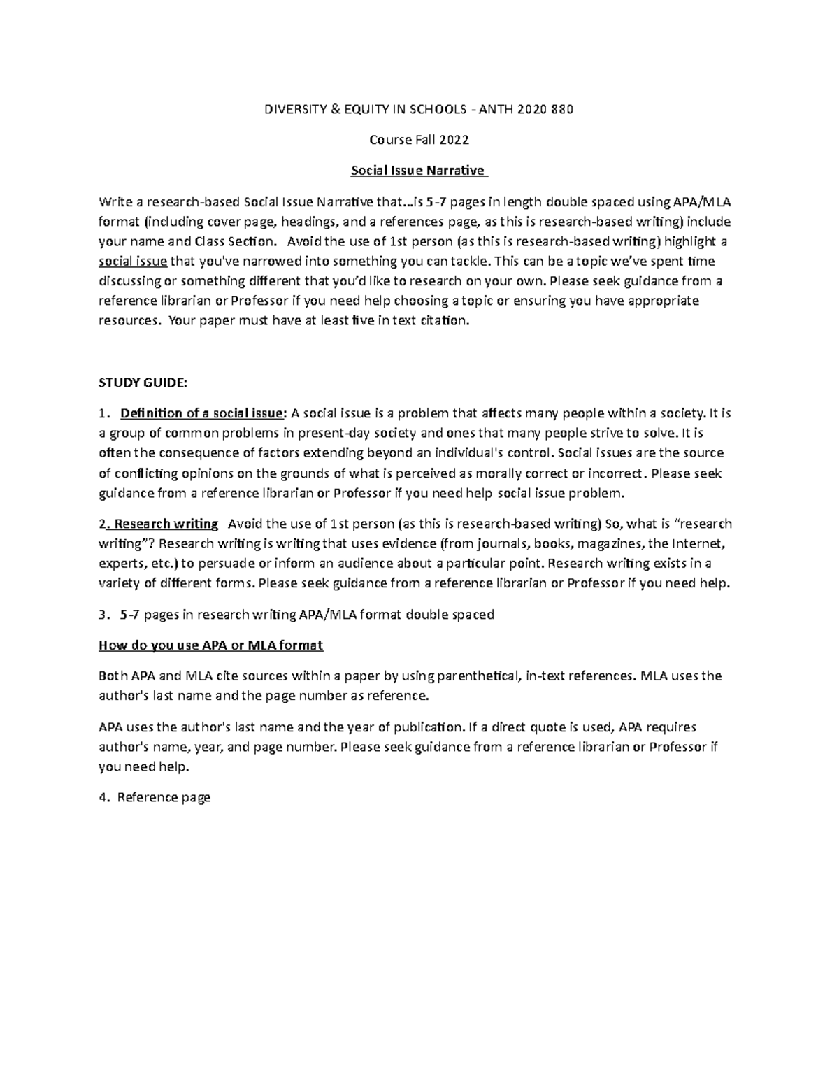 Narrative Social Issue outline revised - DIVERSITY & EQUITY IN SCHOOLS ...