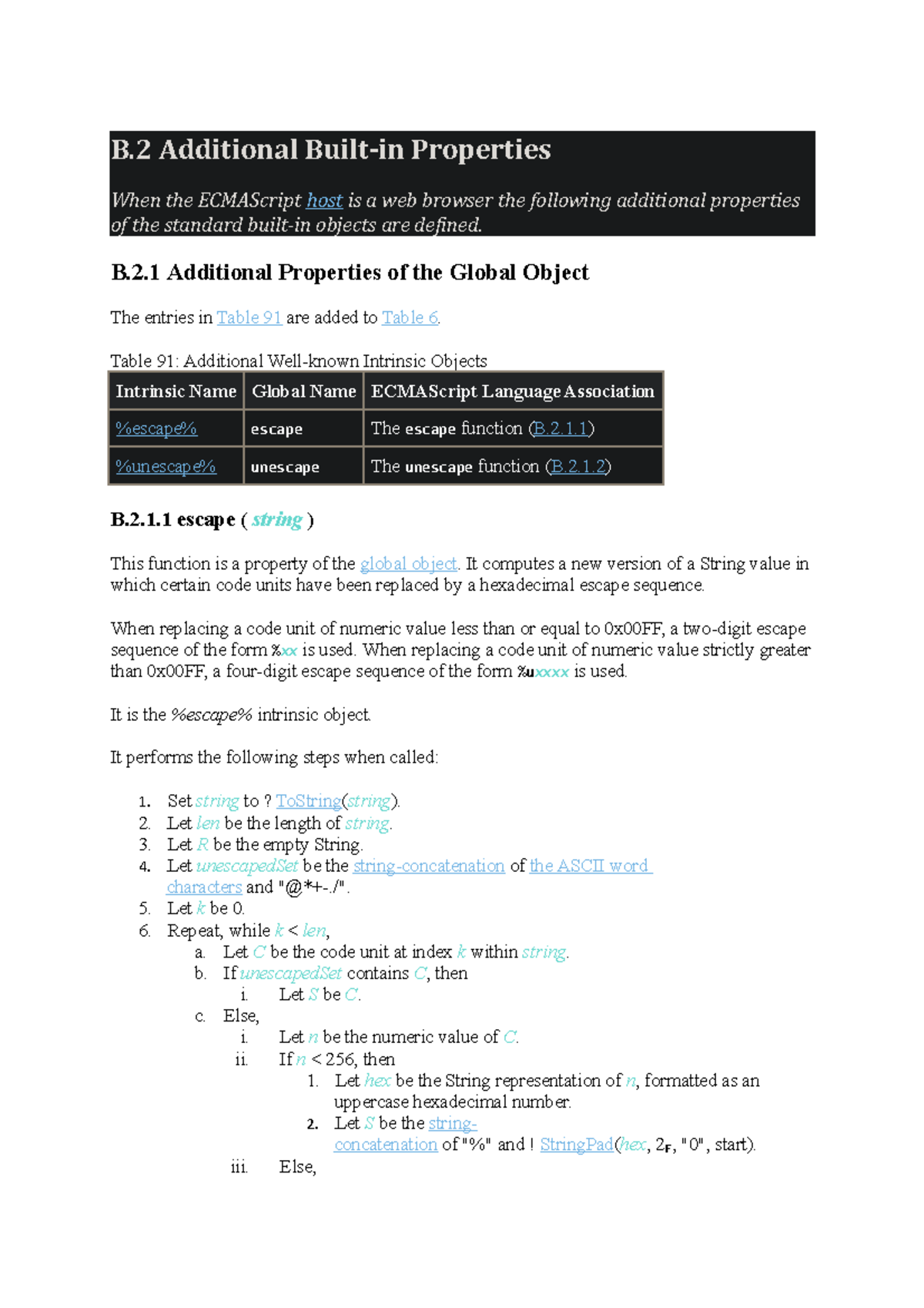 B2 Yes B Additional Built In Properties When The Ecmascript Host Is A Web Browser The