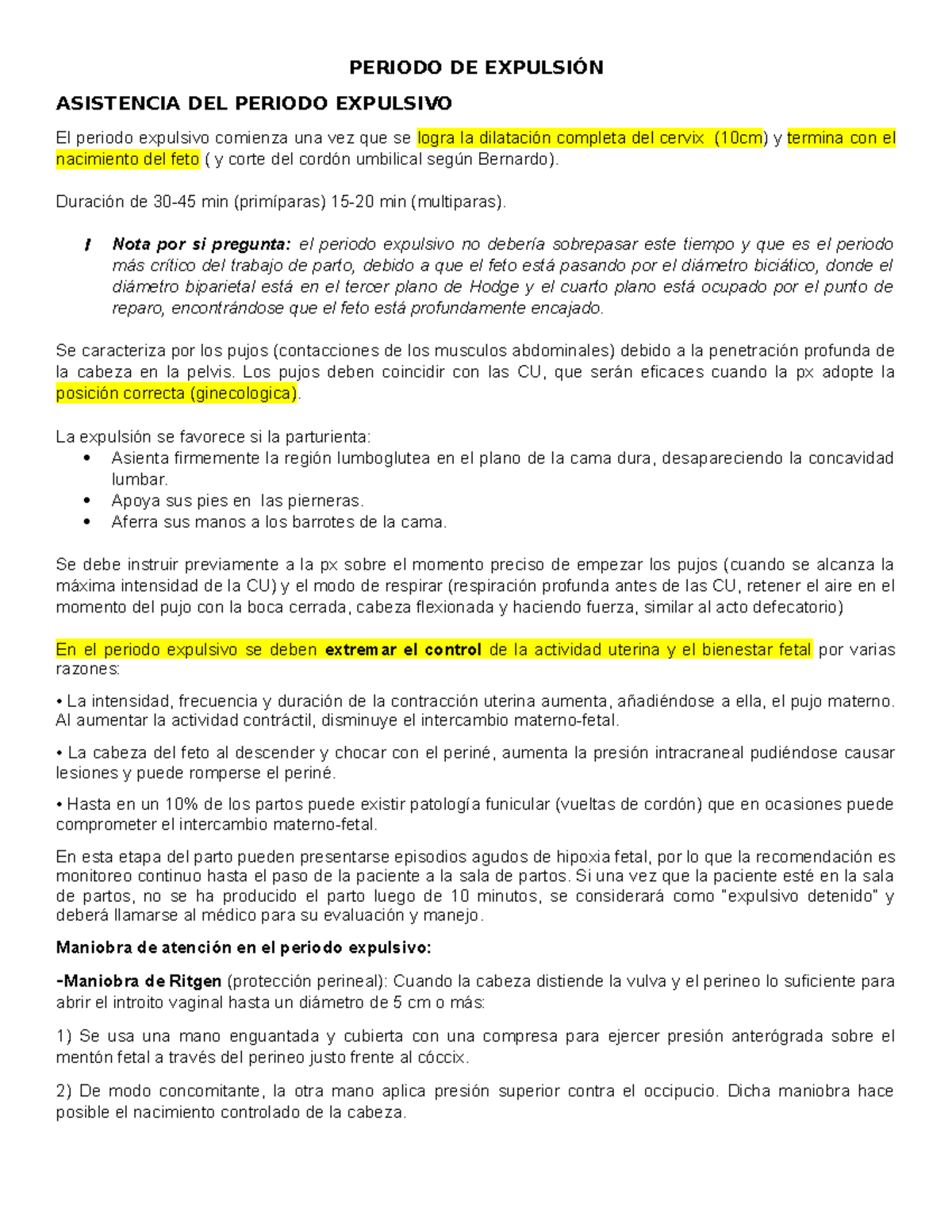 Periodo DE Expulsión - PERIODO DE EXPULSIÓN ASISTENCIA DEL PERIODO ...