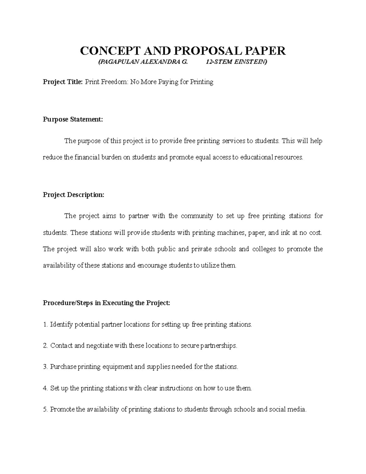 Concept AND Proposal Paper - CONCEPT AND PROPOSAL PAPER (PAGAPULAN ...