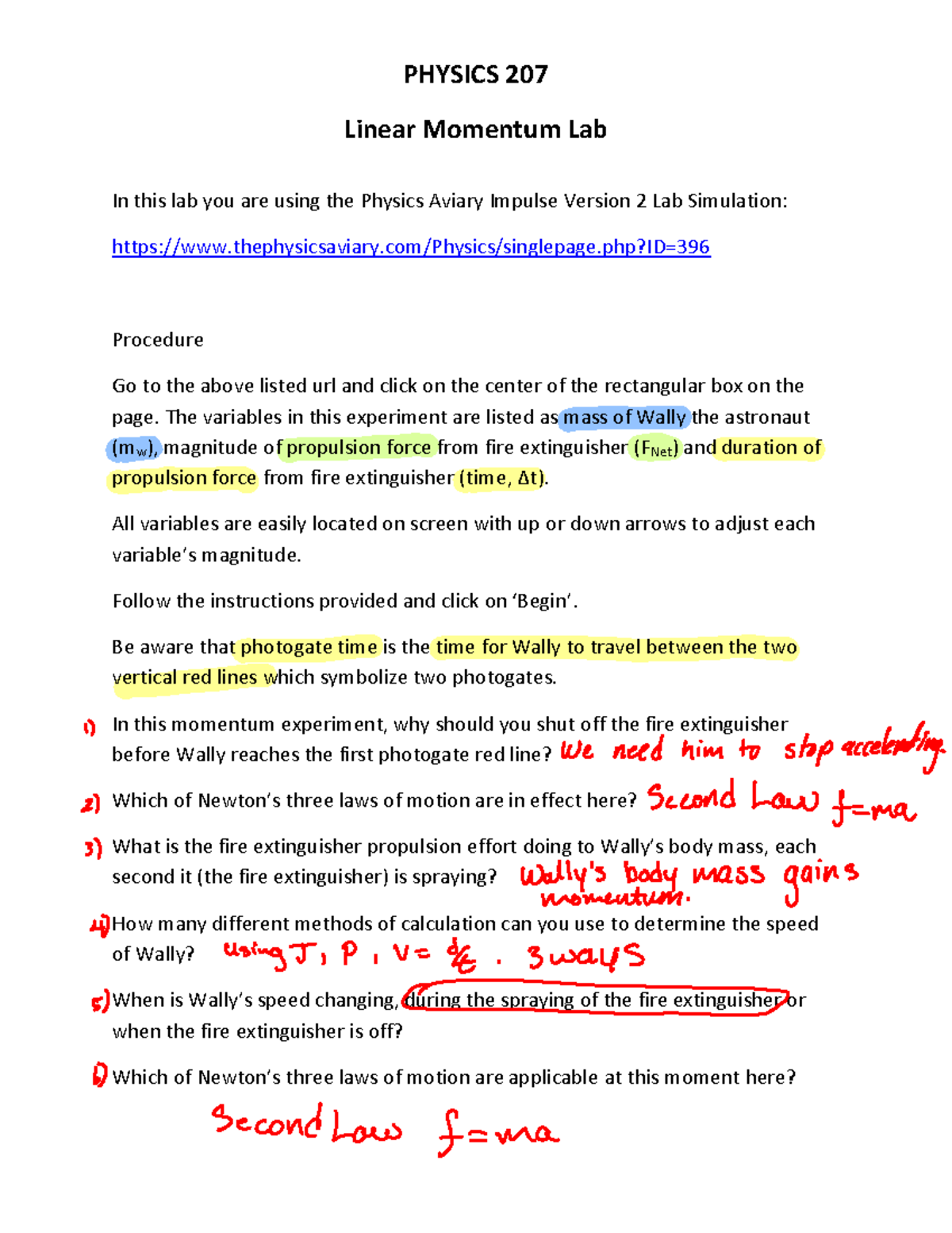 Physics Lab 5 Linear Momentum - PHYSICS 207 Linear Momentum Lab In this ...