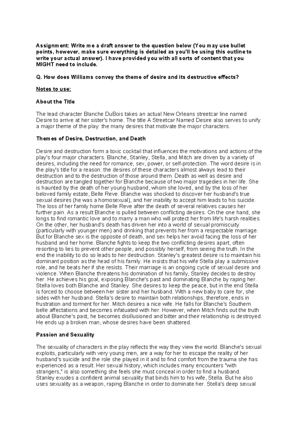 Thematic Question - 0475 English Literature Paper 2 Notes. - Assignment ...