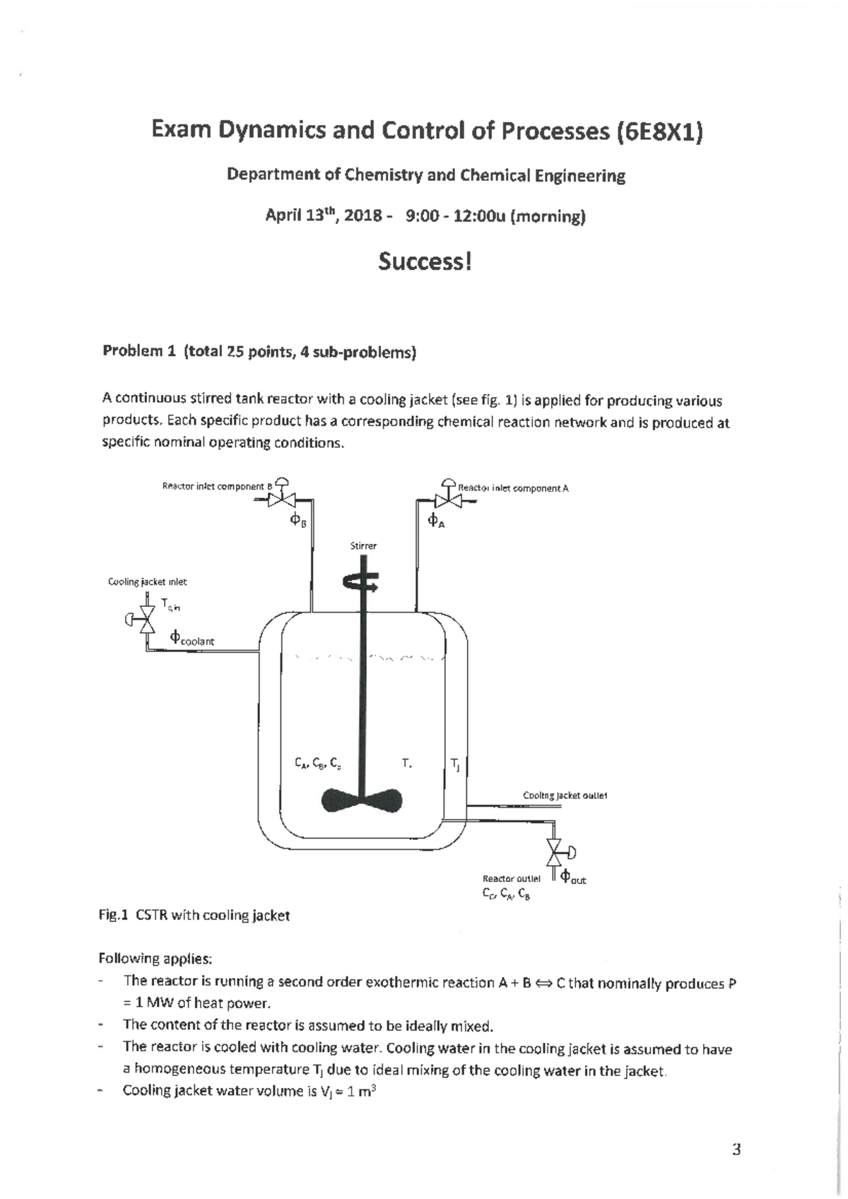 Exam 13-4-2018 - exam - Dynamica en beheersing van processen - TU ...