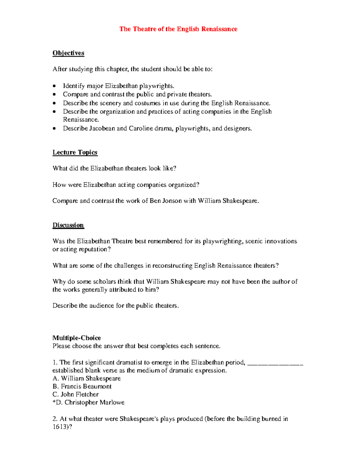 Ch06 The Theatre of the English Renaissance - The Theatre of the ...