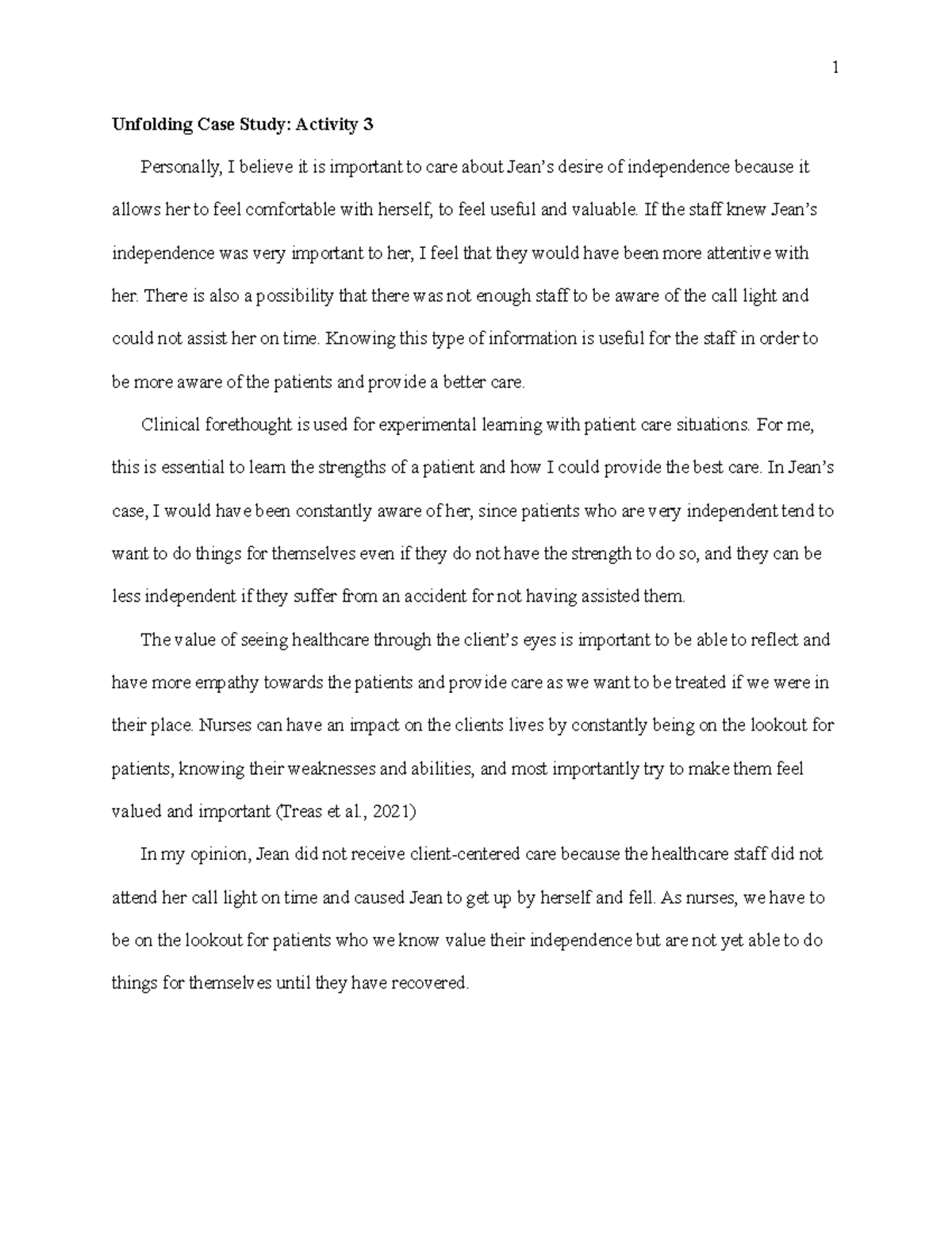 Unfolding Case Study activity 3 - 1 Unfolding Case Study: Activity 3 ...