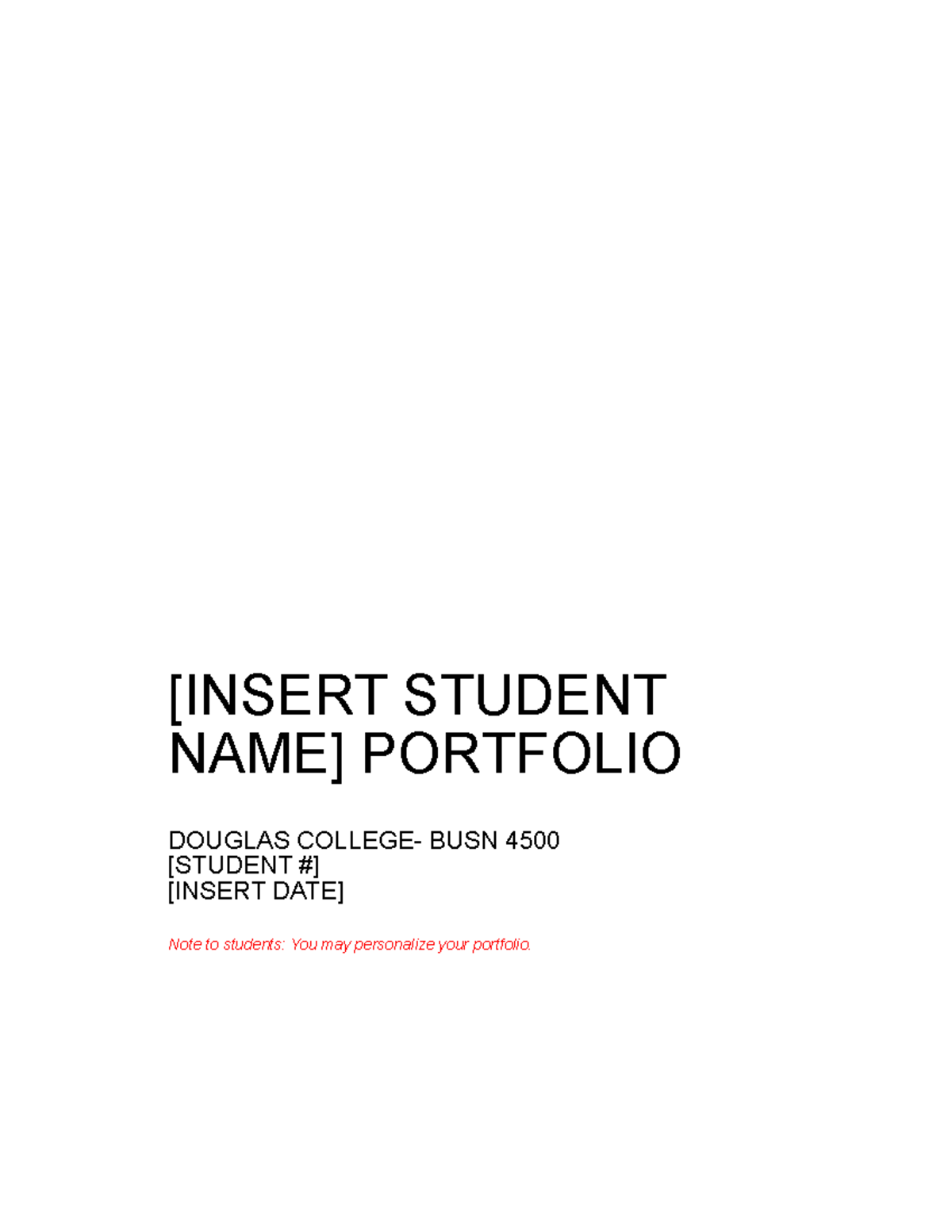 Template Portfolio - [INSERT STUDENT NAME] PORTFOLIO DOUGLAS COLLEGE ...