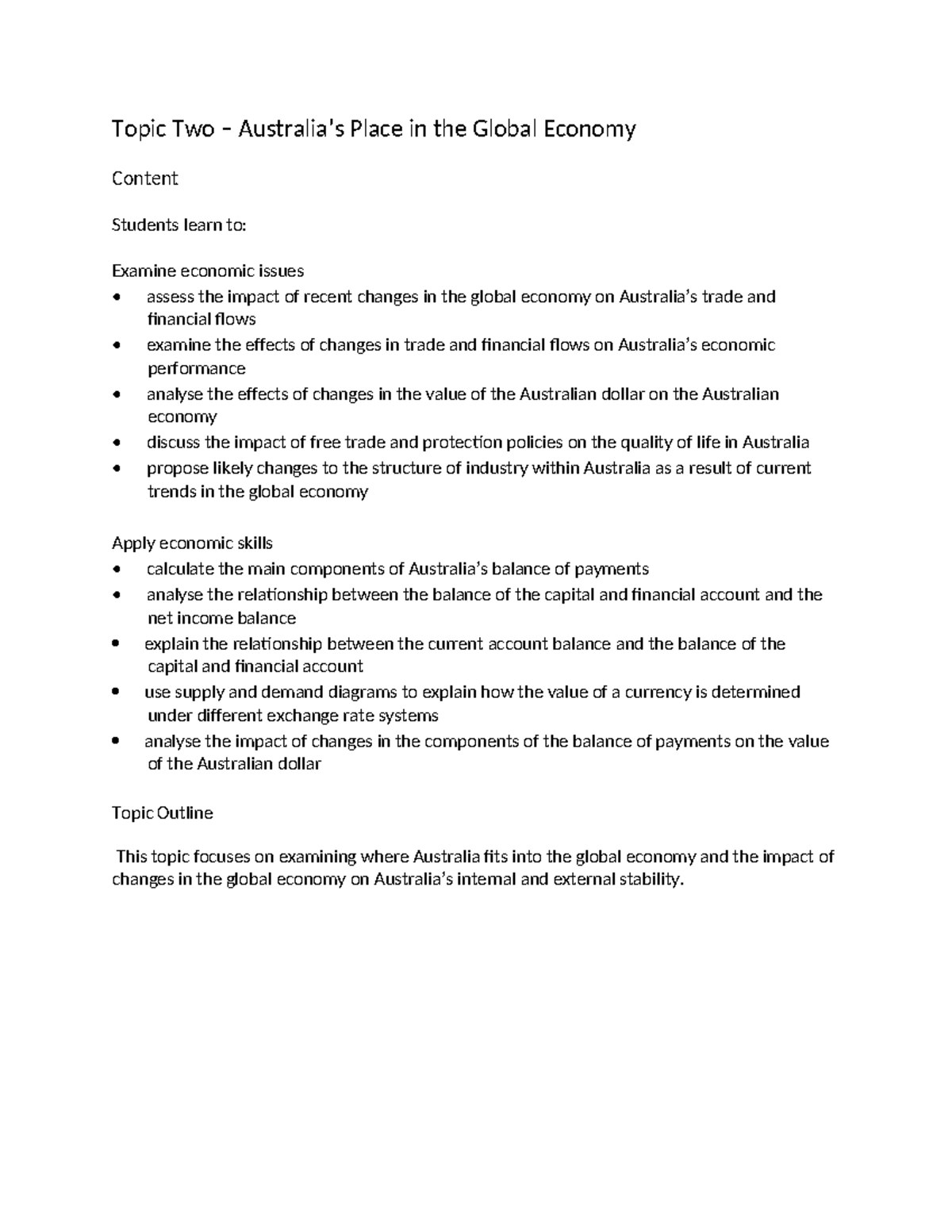 Topic Two - rerfsffff - Topic Two – Australia’s Place in the Global ...