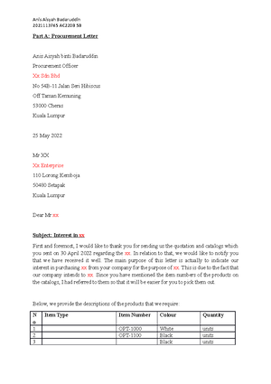 Assignment MAF253 - Question 1 A. (a) Odah Sdn Bhd Permanent Assets RM ...