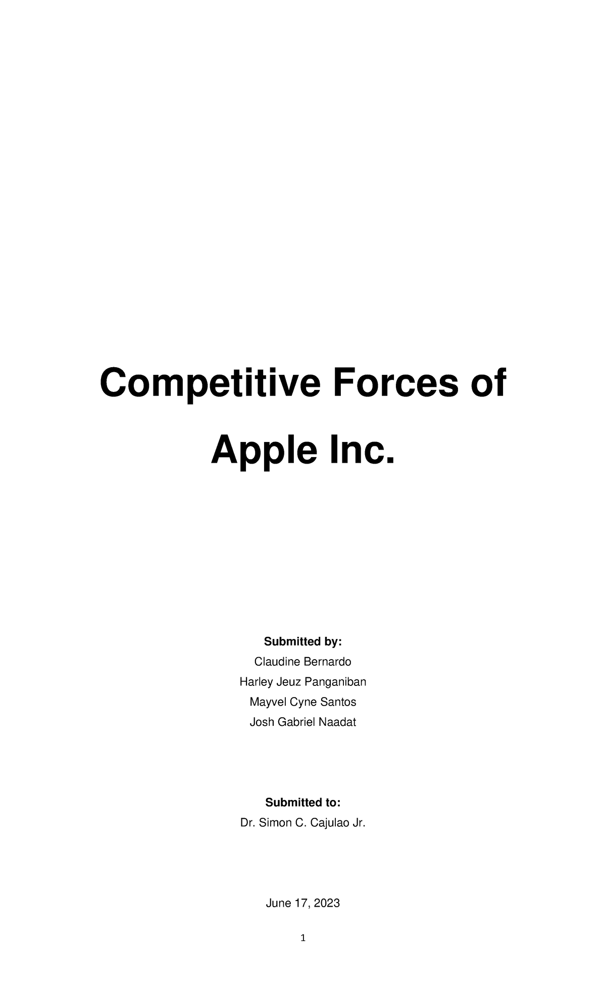 Team Mone Matters Competitive Forces - Competitive Forces of Apple Inc ...