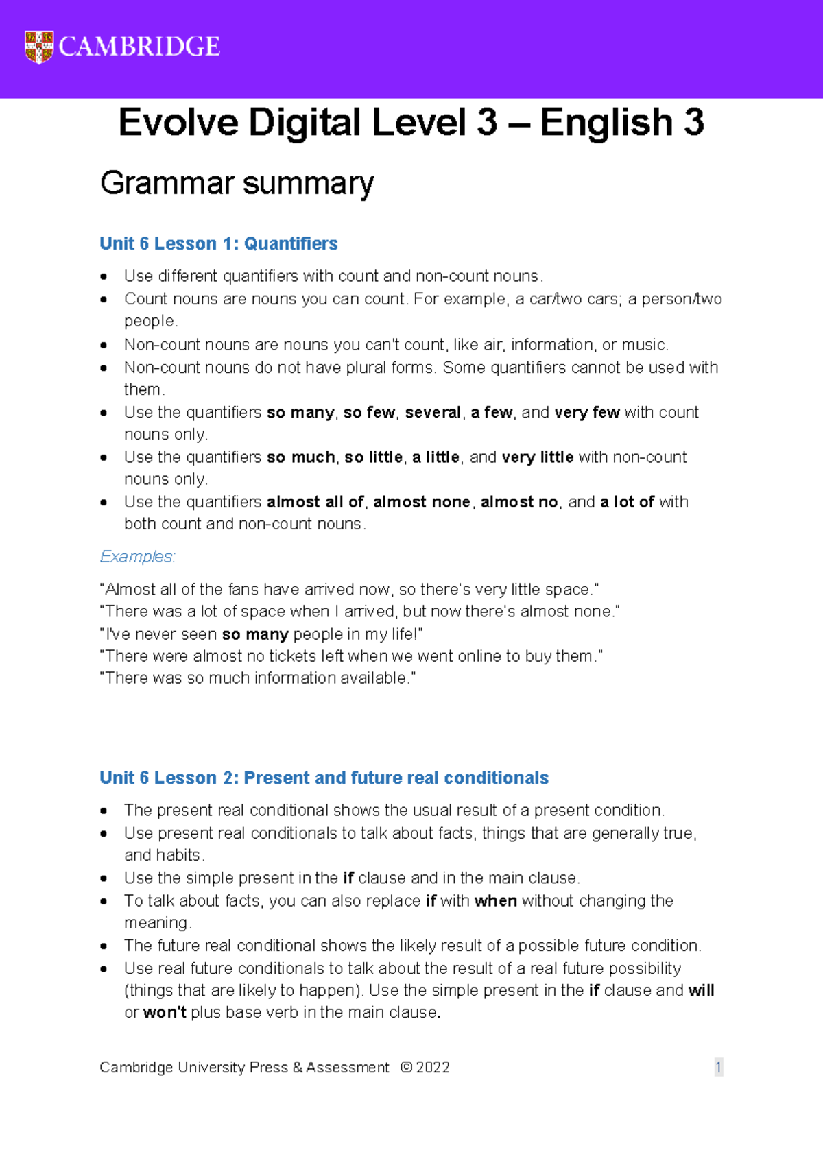 Unit 6 - E3 - Grammar - Ingles 3 - Cambridge University Press ...