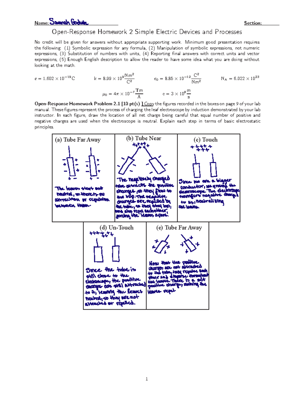 OR Hwk 2 - Open-Response Homework 2 Simple Electric Devices and ...