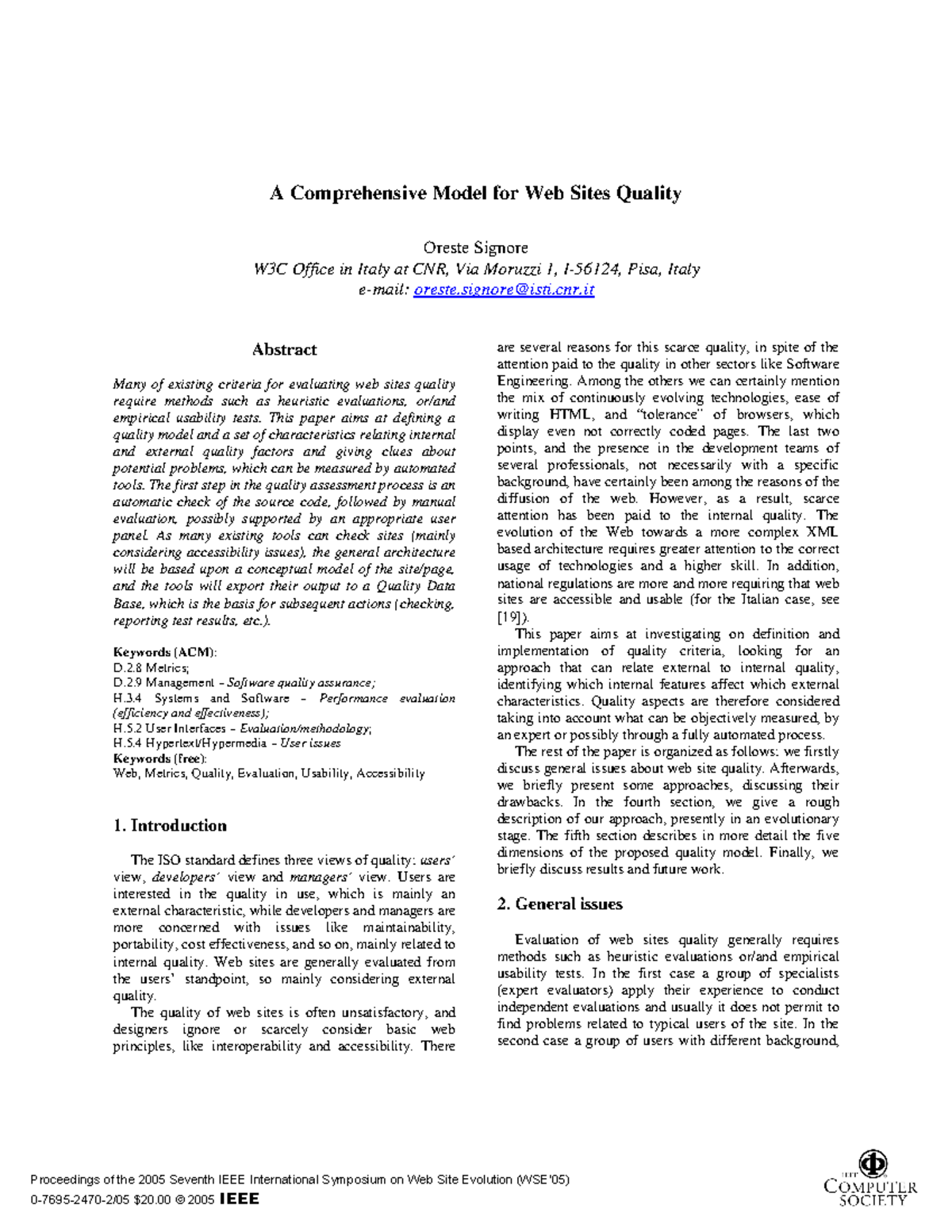 A Model for Web Sites Quality - A Comprehensive Model for Web Sites ...