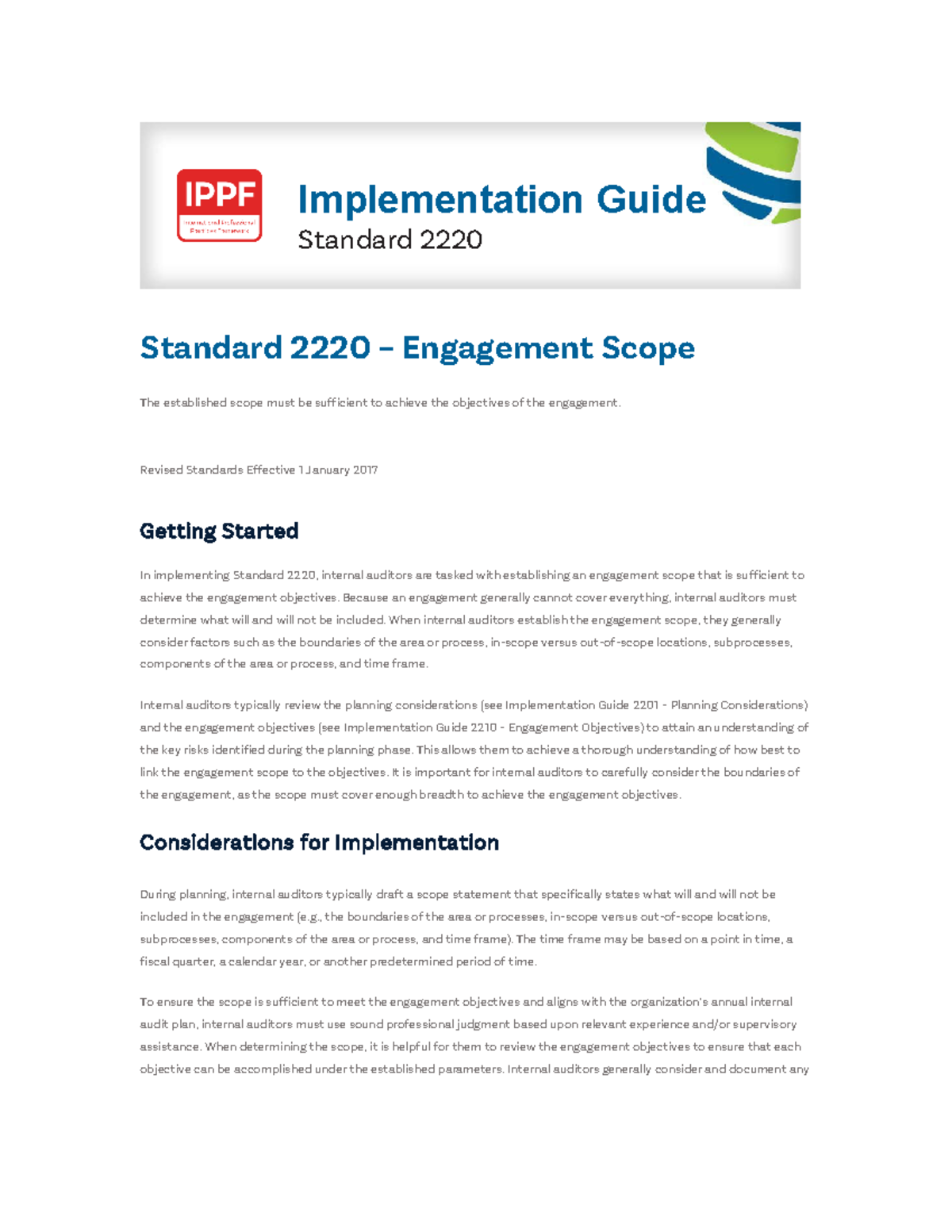 Iia ig standard 2220 engagement scope - Standard 2220 – Engagement ...