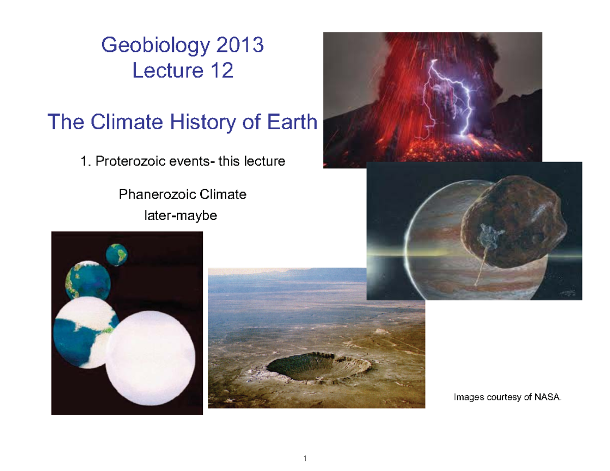 Lecture notes, lecture 12 - Spring 2013 - Geobiology 2013 Lecture 12 ...
