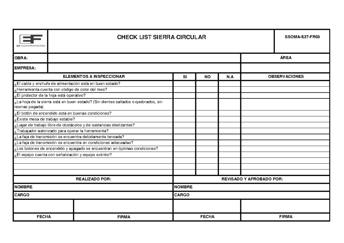 424633601 Check List Sierra Circular - CHECK LIST SIERRA CIRCULAR SSOMA ...