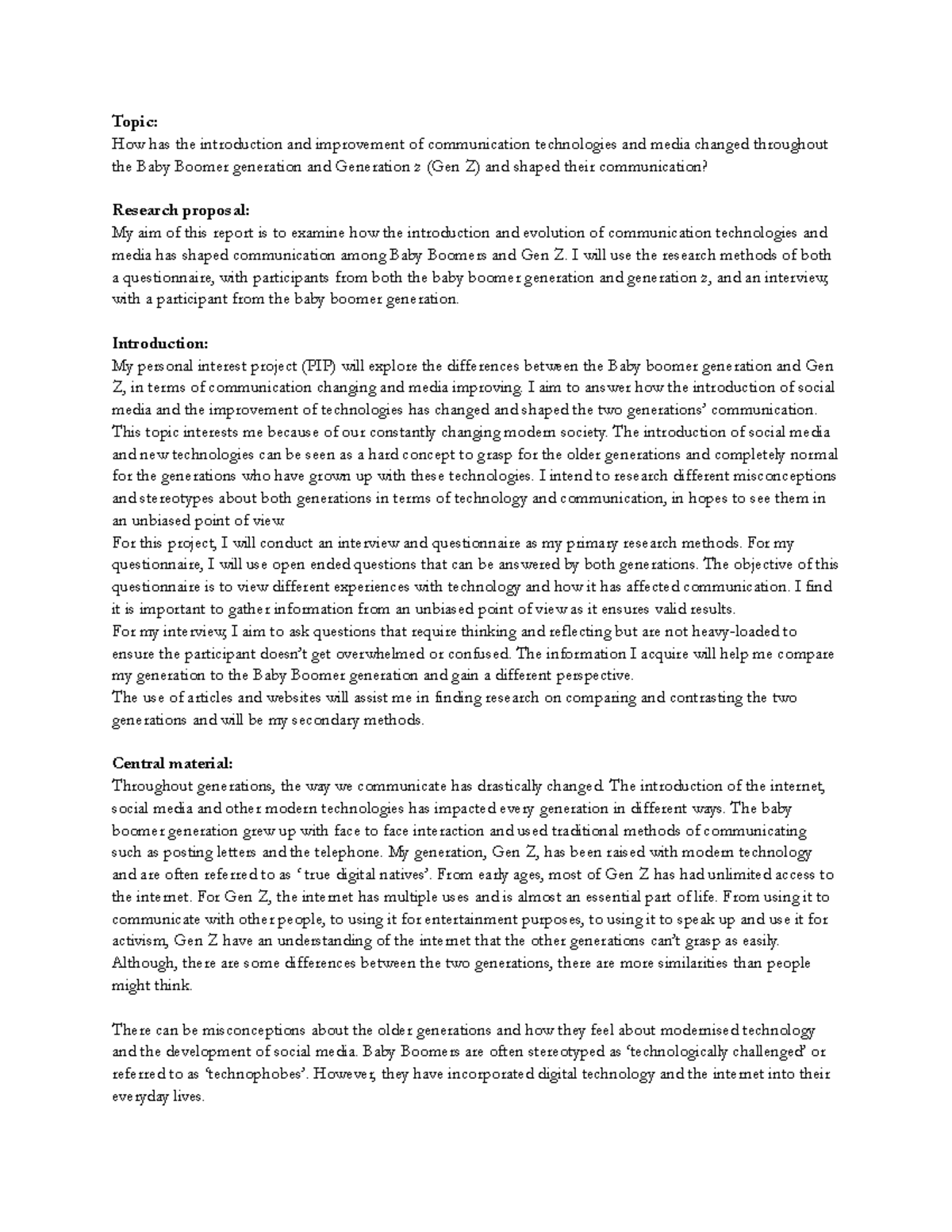 Mini pip - year 11 - Mini pip 17/20 - Topic: How has the introduction ...