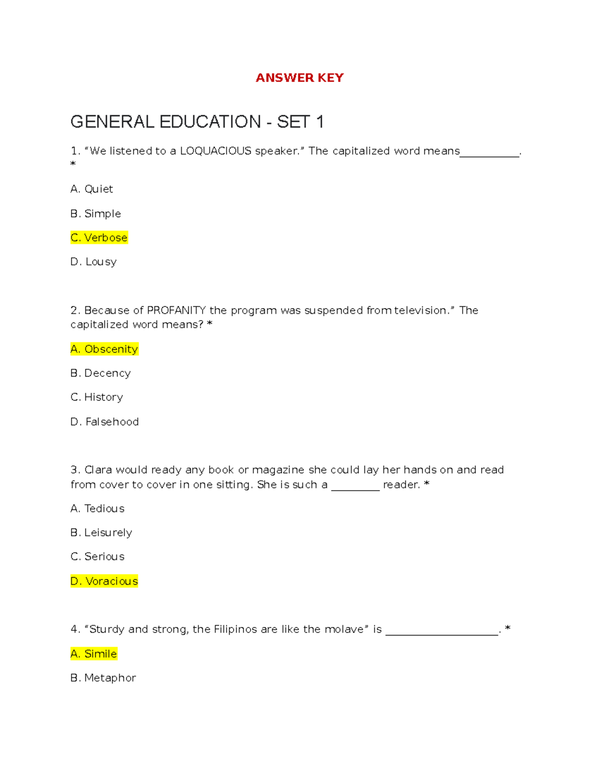MOCK LET 2022 - LET Reviewer. Hope it can help! - ANSWER KEY GENERAL ...